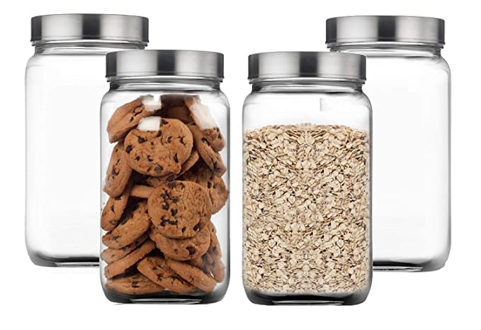Buy CAYONA Piramal Glass 4-Piece Cube Glass Container 1800ml, Glass Jar ...