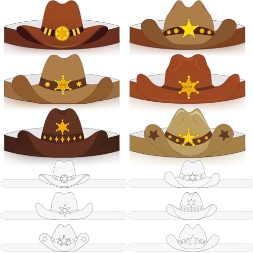 Amazon.com: Poen 24 Pcs Color Your Own Cowboy Hat Crown DIY Handmade ...