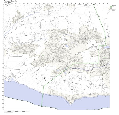 Thousand Oaks, CA ZIP Code Map Laminated: Amazon.com: Office Products