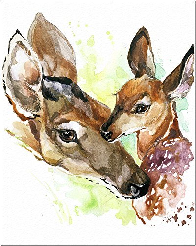Female Deer Head Drawing Watercolor Illustration Of Hand Painted Brown
