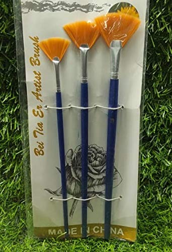 KNAFS Synthetic Fan Brushes for Painting Art Craft (Fan Size- 2, 6, 10 ...