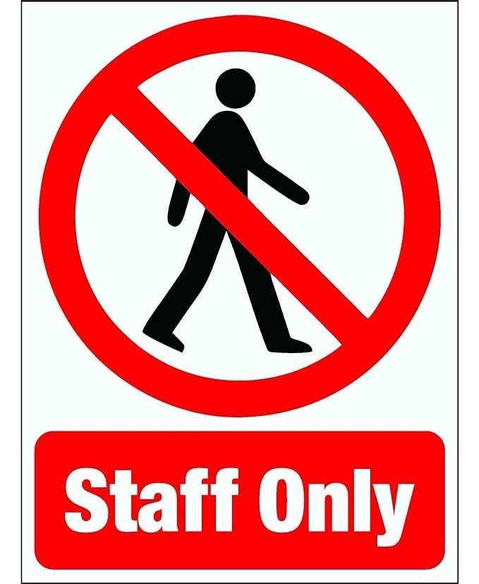 S.K Staff Only Safety & Warning Sign Board Non Tearable Sticker Bonded ...
