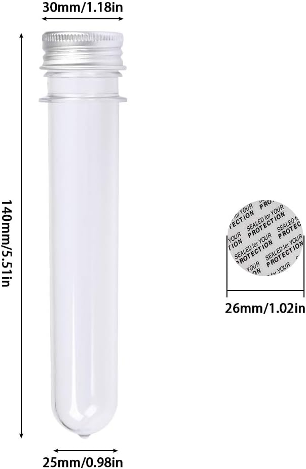 NA Test Tube Plastic Test Tubes with Cap 15 Pieces 40 ml Transparent ...
