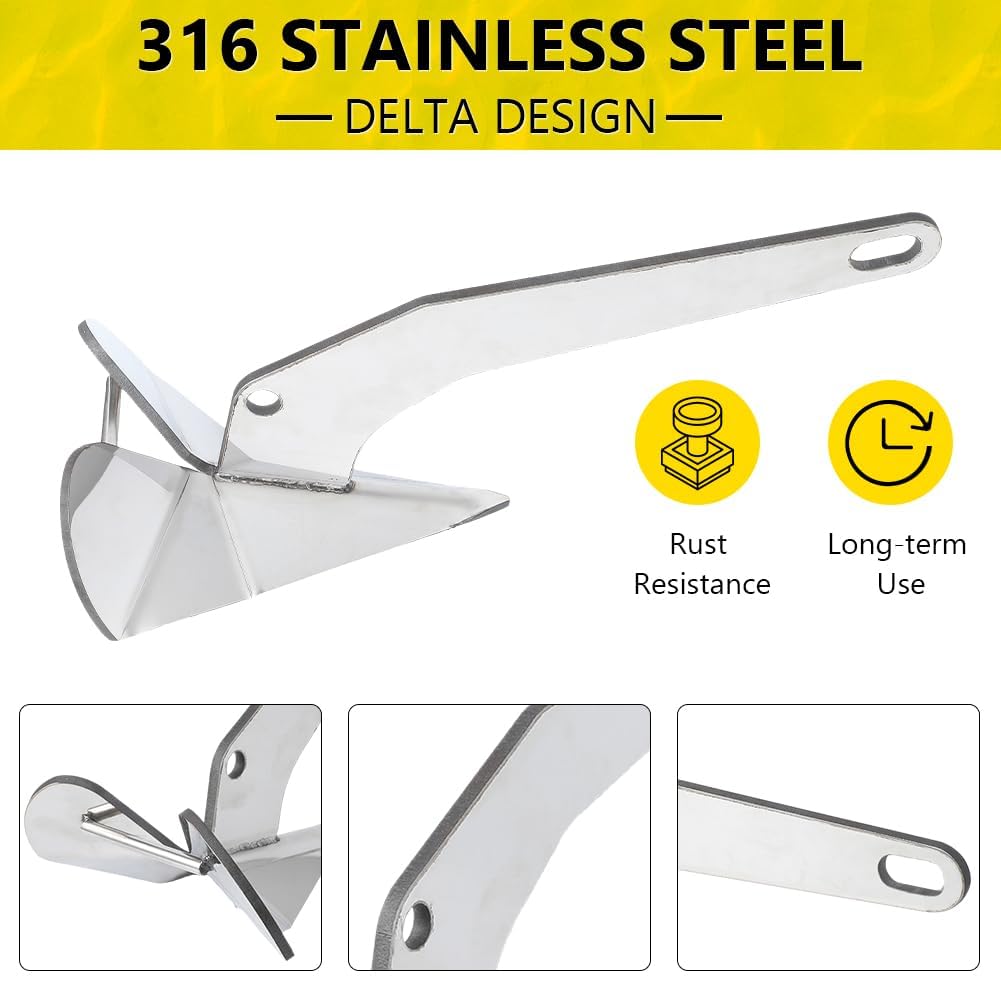 Snapklik.com : Upgraded Boat Anchor, 316 Stainless Steel Delta-Style ...