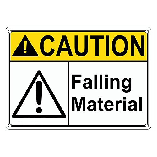 Weatherproof Plastic ANSI Caution Falling Material Sign with English ...