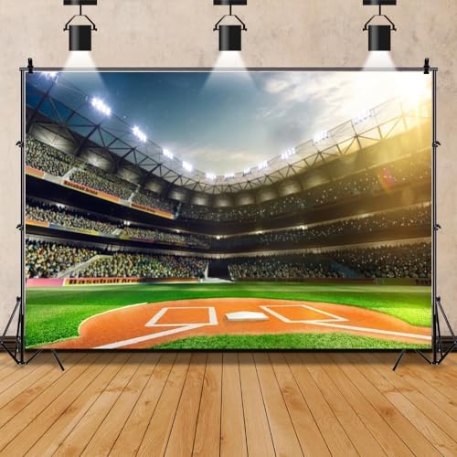 Amazon.com: Leowefowa 7x5ft Vinyl Baseball Field Backdrop Crowd Stage ...