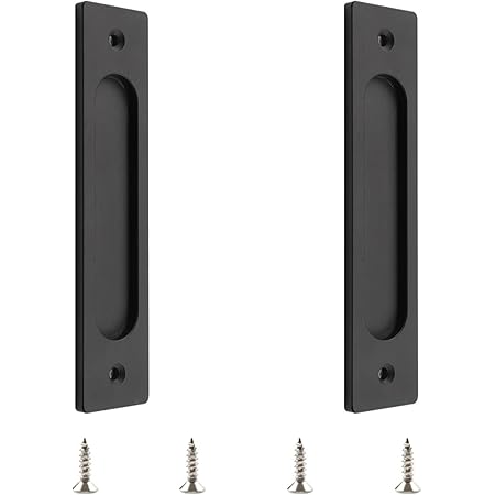 MOROBOR Rectangular Recessed Sliding Door Pulls, 2pcs Matte Black Flush ...
