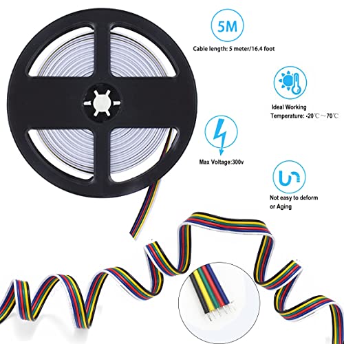 YAJIERUI 6 Pin LED Strip Connector Kit Include 16.4ft Strip Extension ...