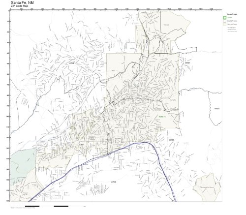 Amazon.com : ZIP Code Wall Map of Santa Fe, NM ZIP Code Map Not ...