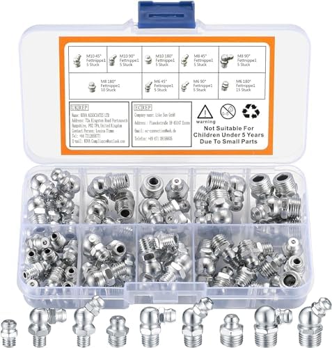 Amazon.com: Metric Grease Fittings Kit, 60 Pcs Hydraulic Grease Zerk ...