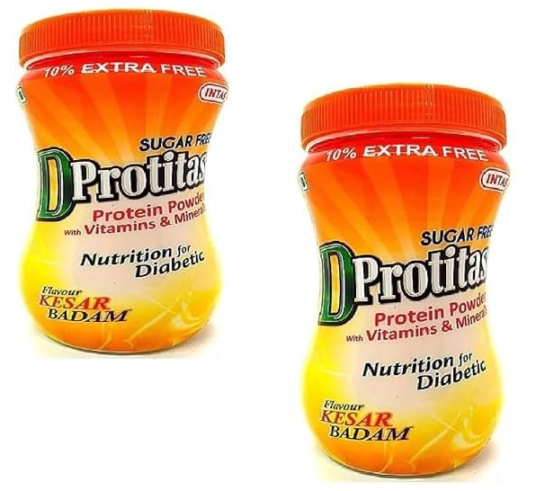 D Protitas Sugar Free Protein Powder In Kesar Badam Flavour Pack of 2 ...