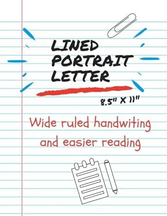 Lined Portrait Letter Paper: Hand Writing Guide & Notebook Ruled Design ...