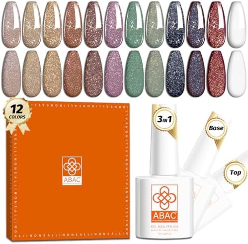 Amazon.com: One-step Gel Polish Set-12 Colors Glitter Neutral Daily ...