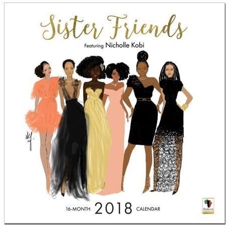 Amazon.com: Black Cards WC164 Sister Friends 2018 Wall Calendar, White ...