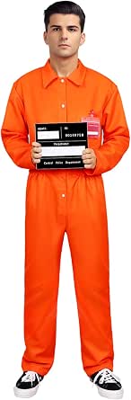 Amazon.com: DreamJ Orange Prisoner Jumpsuit for Men Prison Inmate ...