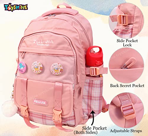 Toyshine High School Backpacks for Teen Girls Boys with 3 Cute Badges, Lightweight Bags for kids ...