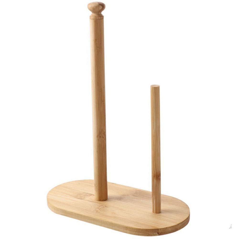 Amazon.com: Bamboo Wood Standing Paper Towel Holder, Kitchen Paper ...