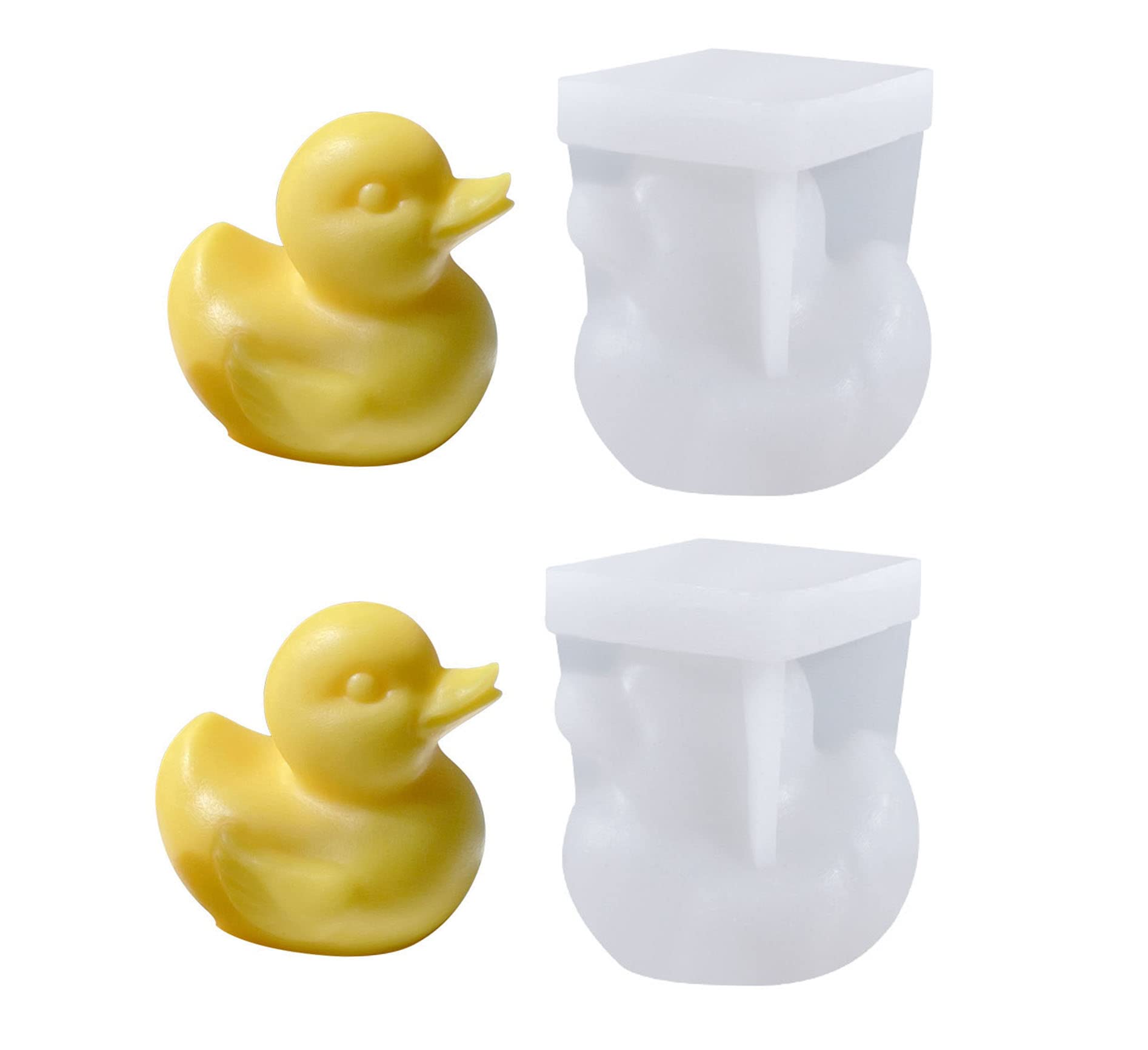 Amazon.com: Xidmold 2pcs 3D Duck Candle Mold Duck Silicone Mold for ...