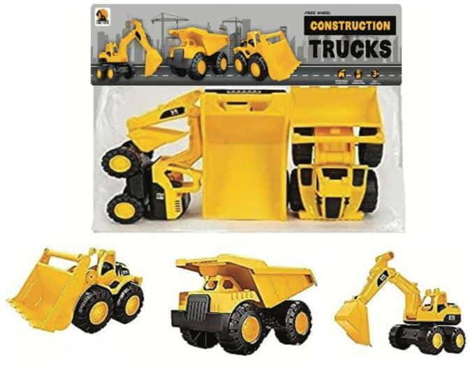 TOYSM Unbreakable Super Builder Friction Powered Construction Trucks ...