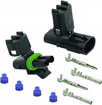 Amazon.com: 12-14-16-18 AWG Gauge 2 Pin Position Terminal Weather Pack ...