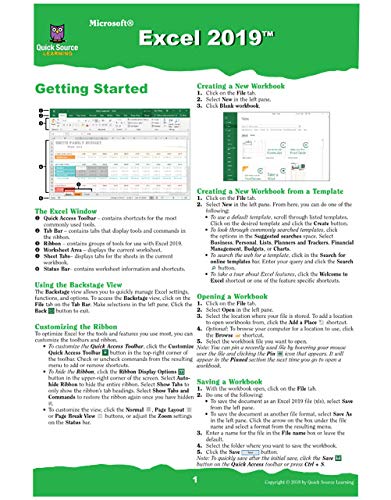 Microsoft Excel 2019 Quick Source Reference Guide: Quick Source: 9781935518839: Amazon.com: Books