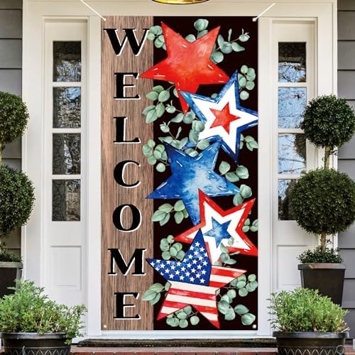 Amazon.com: Red White and Blue American Flag Stars Door Cover Memorial ...