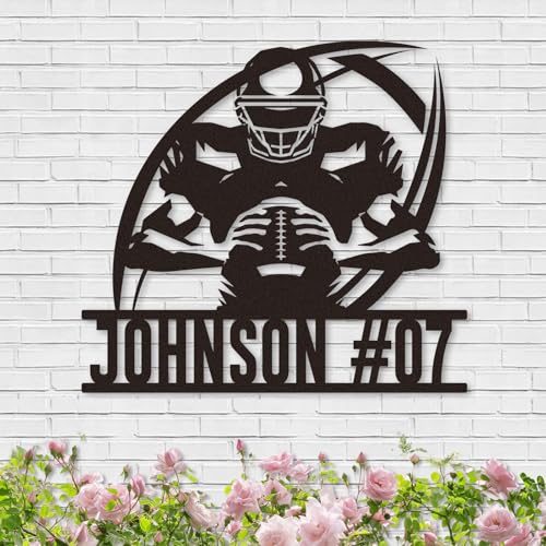 Amazon.com: Personalized Football Metal Sign, Metal Wall Art Custom ...