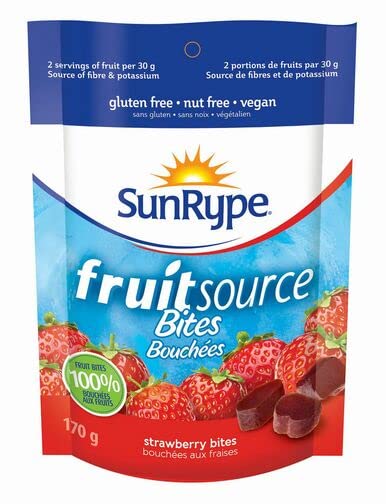 Amazon.com: SunRype FruitSource Strawberry Bites 100% Fruit Snack, 170g ...