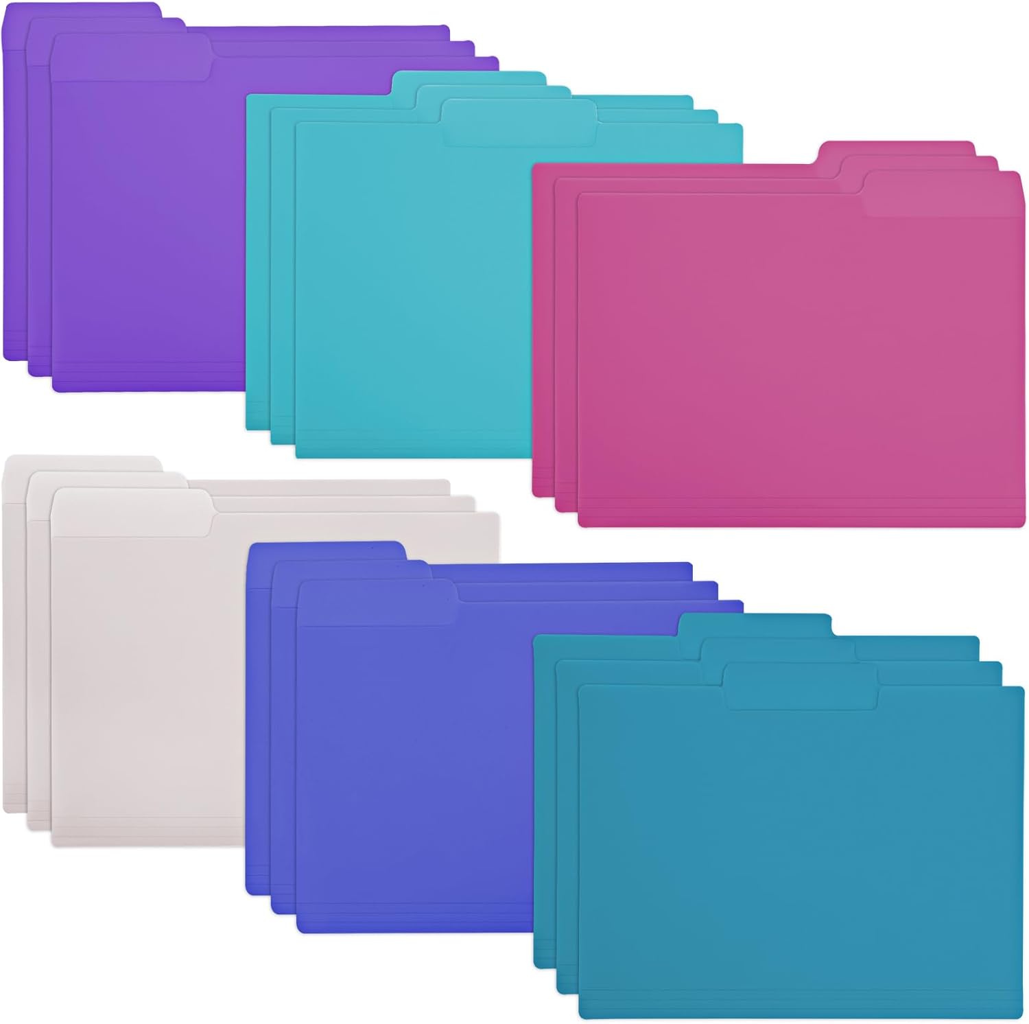 Amazon.com : EOOUT Poly File Folders18 Pack 6 Gemstone Color, 1/3 Cut ...