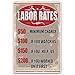 Amazon.com: Labor Rates Tin Sign Funny Mechanic Shop Metal Signs ...
