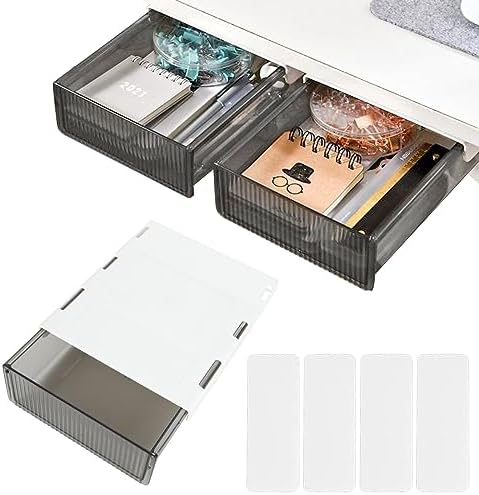 DAJAVE 3 Pcs Under Desk Drawers Self-Adhesive Desk Drawer Under Desk ...