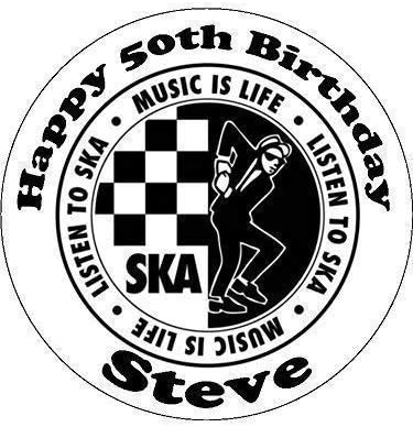 Ska Two Tone Personalised Cake Topper (Easy Peel 7.5 inch Round ...