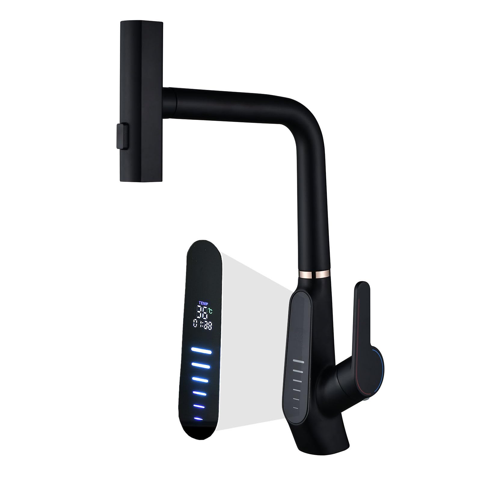 Waterfall Kitchen Sink Mixer Taps with Pull Out Sprayer, 3 Modes ...