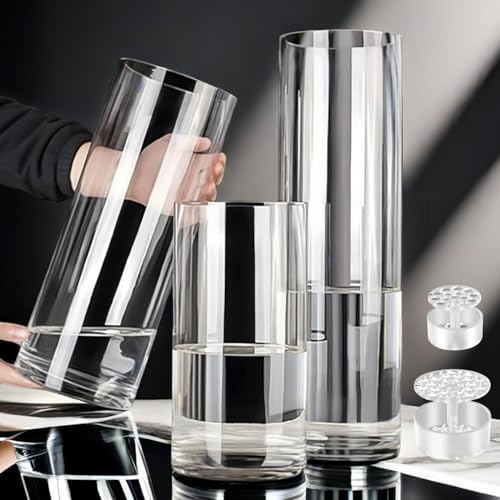 Amazon.com: 4 Large Acrylic Clear Cylinder Vase Set with 4 Spiral ...