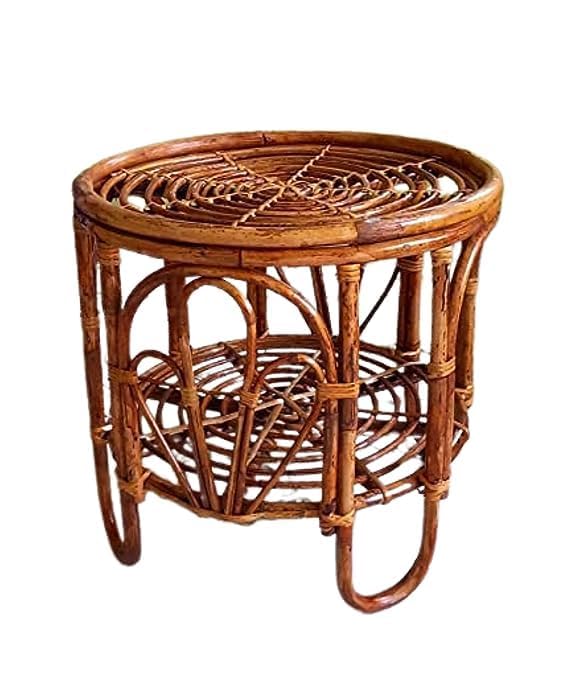 CRAFTCANE Cane, Bamboo Round Side Table, Coffee Table, Tea Table for ...