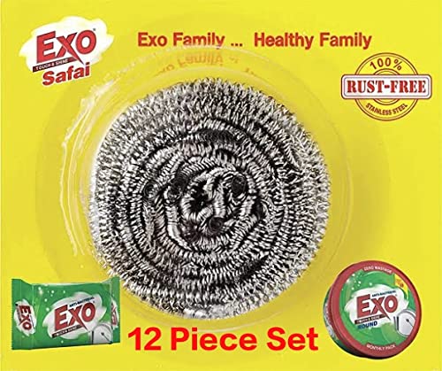 Exo stainless Steel multipurpose scrubber Combo Set (Pack of 12 ...