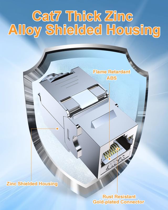 Snapklik.com : VANDESAIL 10-Pack Cat7 Keystone Jack Toolless, Female ...