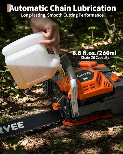 58cc Gas Powered Chainsaw, 2-Stroke Engine with Quick Start & Ergonomic ...
