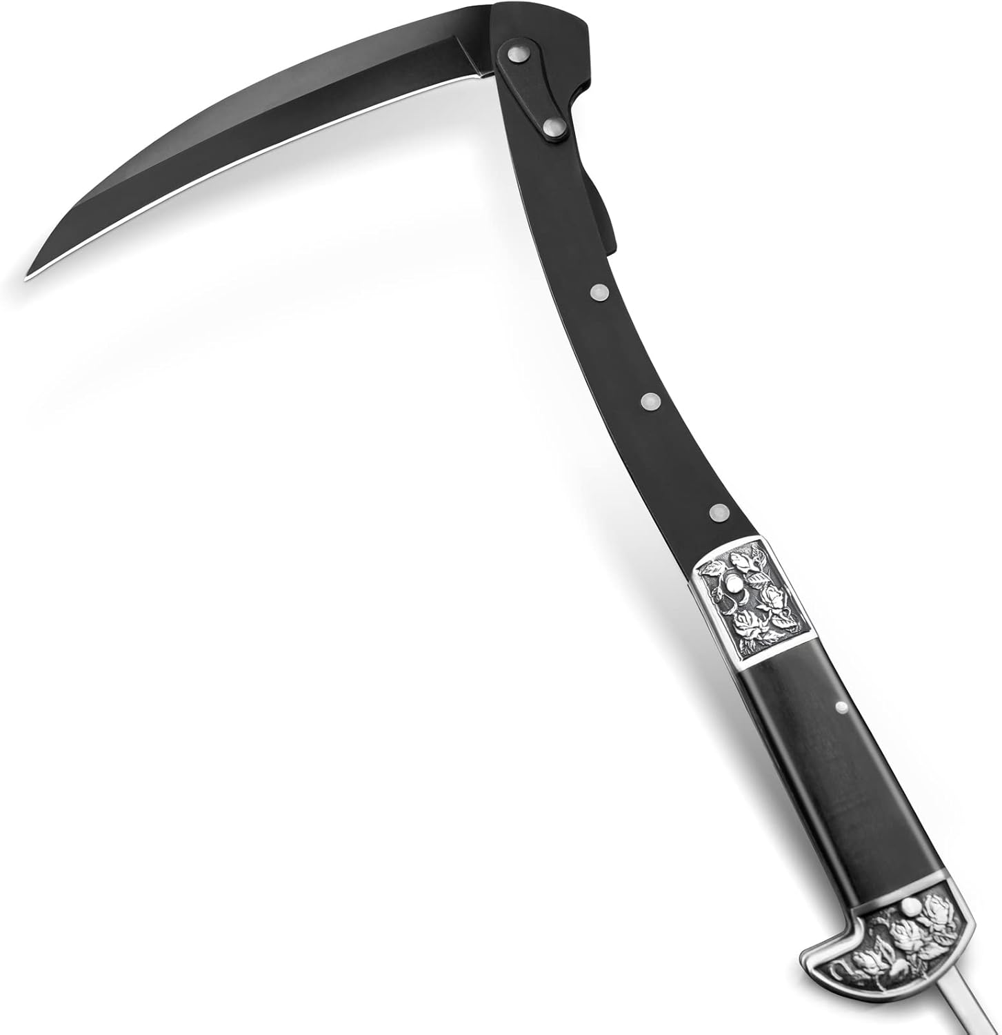 Amazon.com: VALHALLA Folding Sickle, Black Sharp Blade with Two Section Foldable Scythe, Wooden ...