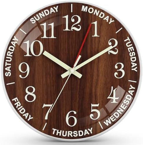 Amazon.com: Mwfus Day of The Week Clock with Time of Day Combination ...