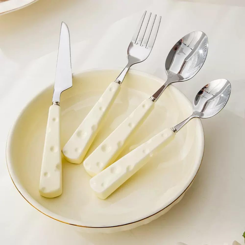 Amazon.com | 4Pcs Silverware Set, Cute Stainless Steel Flatware Cutlery ...