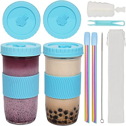 Duffy Reusable Boba Water Cup Set 730ml Wide Mouth Leakproof Large ...