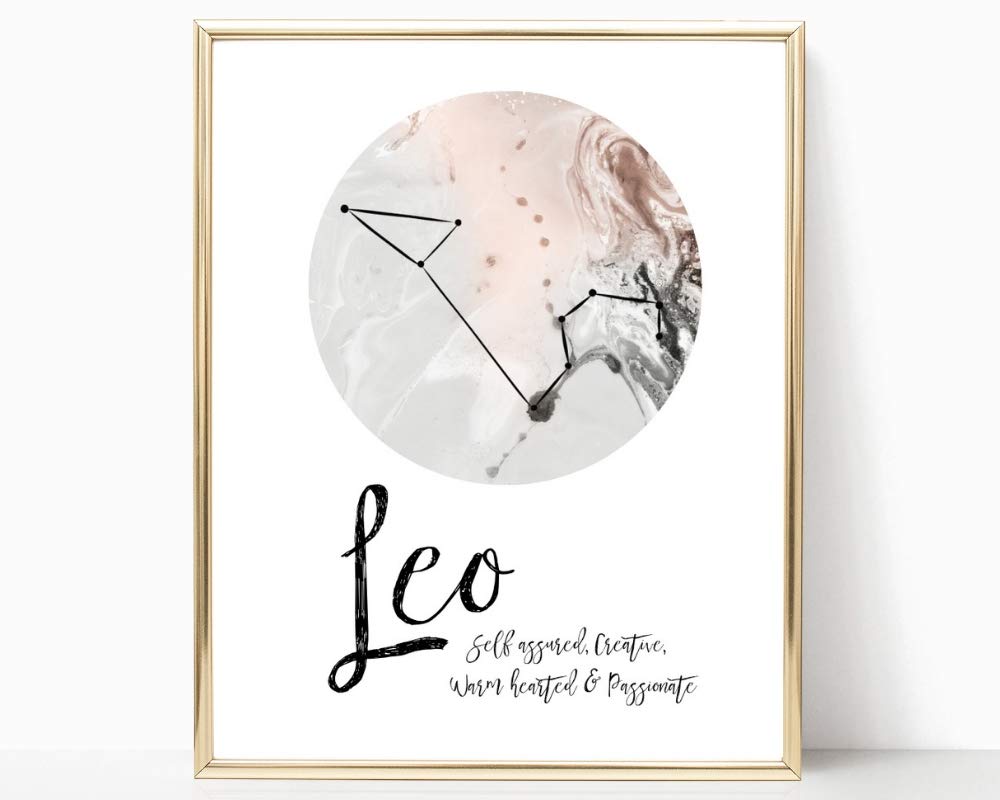 A Pink and Grey Leo Celestial print, constellation print, Leo print ...