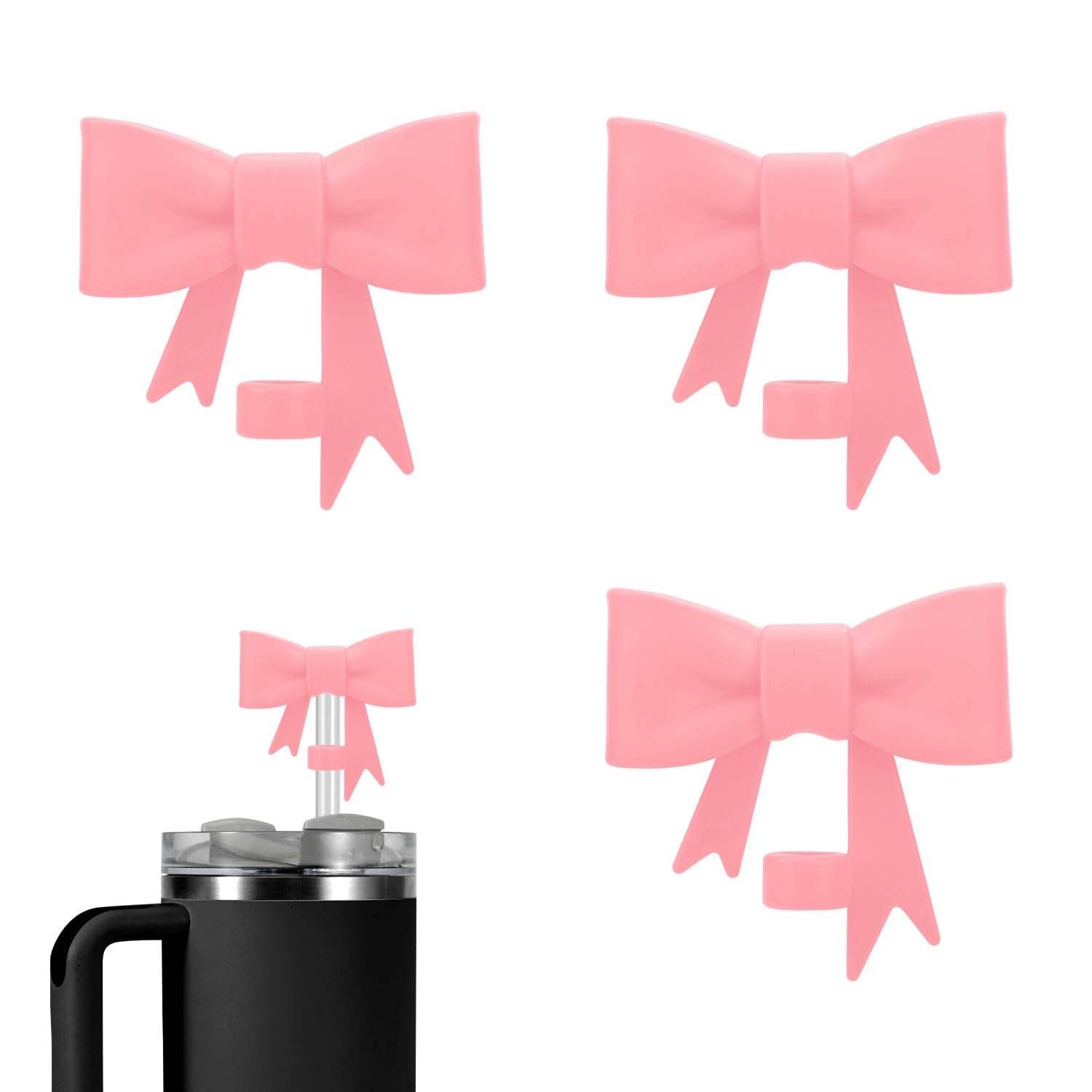 3pcs Bow Straw Toppers, Compatible with Stanley 30 & 40oz Cup Silicone ...