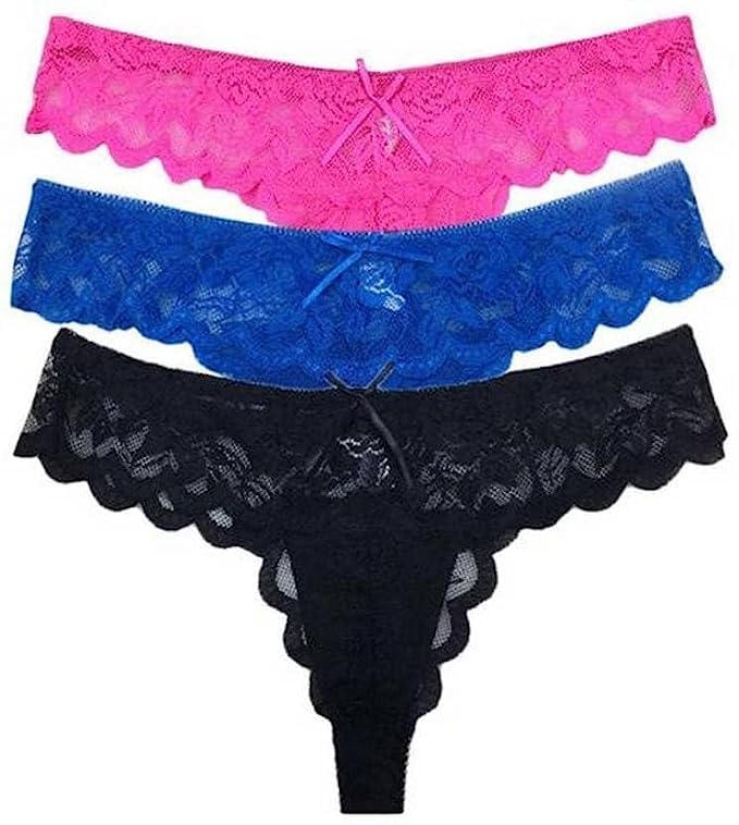 Buy New Trending Women Thongs Panty Bow Lace Cheeky Thongs Underwear ...