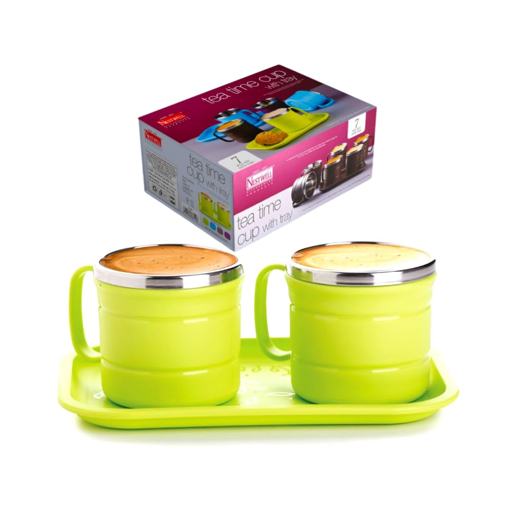 Buy Nestwell N-338 Stainless Steel Tea Time Cup with Tray Stylish ...