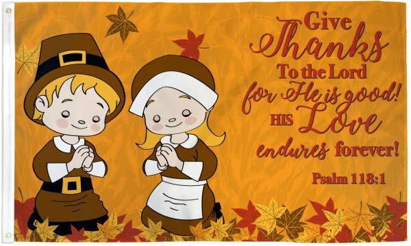 Amazon.com : Give Thanks Thanksgiving Flag 3x5ft Polyester Flag ...