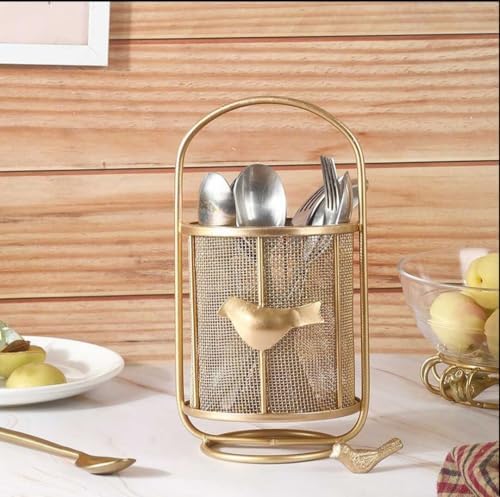 GOLD Bulbul CADDY Cutlery Stand Metal Self Draining Tableware Storage ...