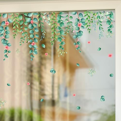 Amazon.com: duahappy Green Plant Vine Window Clings Wall Stickers, PVC ...
