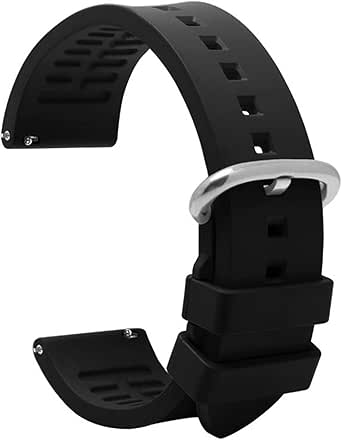 Amazon.co.jp: [REFKIT] フッ素ゴム防水時計バンド 20 ミリメートル 22 ミリメートル 24 ミリメートル黒オレンジ ...